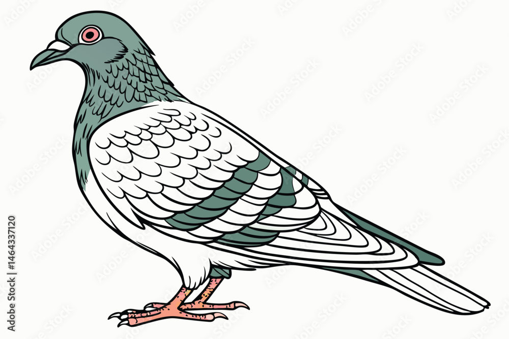 59 Detailed anatomical illustration of a pigeon, scientific bird ...
