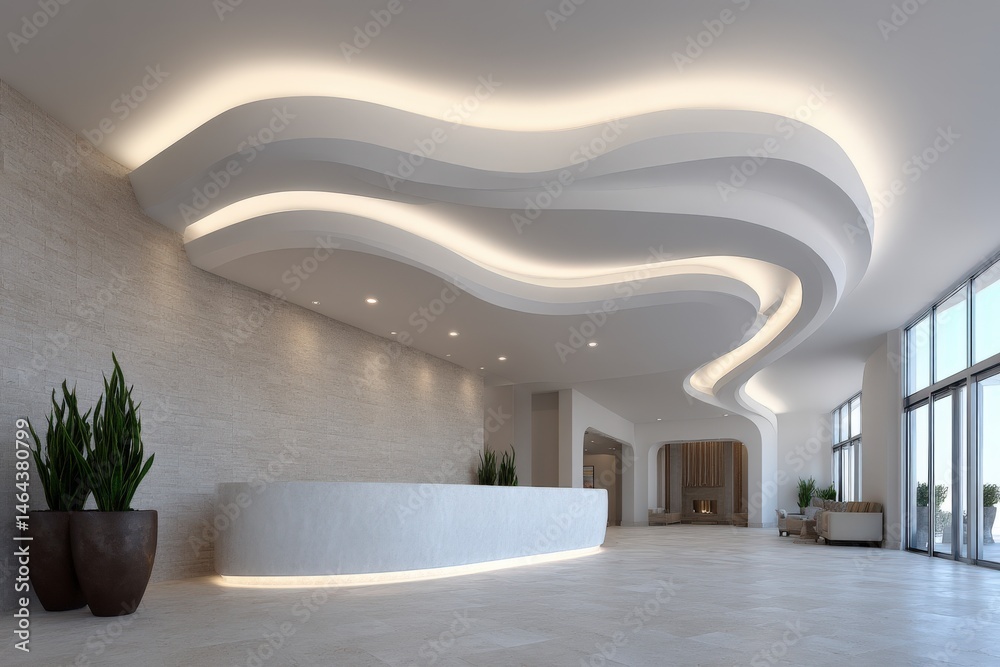 Modern interior design showcasing elegant reception area with flowing ...