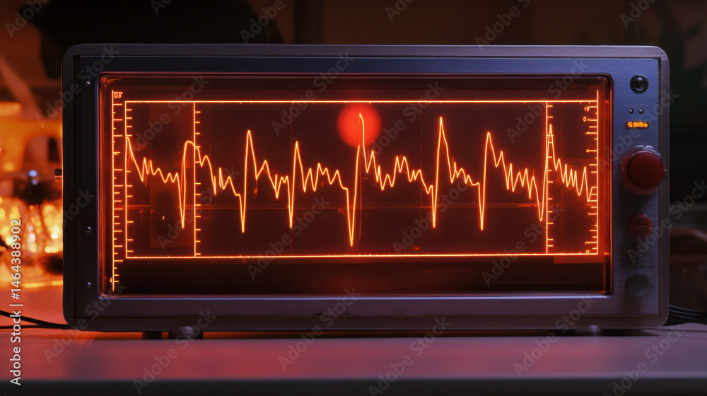 Portable medical electrocardiogram monitor displaying heart rate ...
