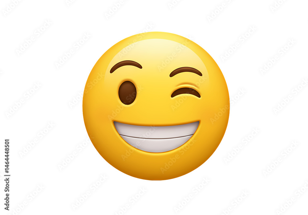 Winking Smiley Face Emoji isolated on transparent background Stock ...