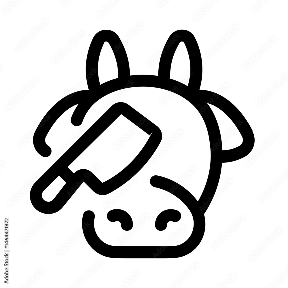 slaughter a cow icon with line style, perfect for user interface ...