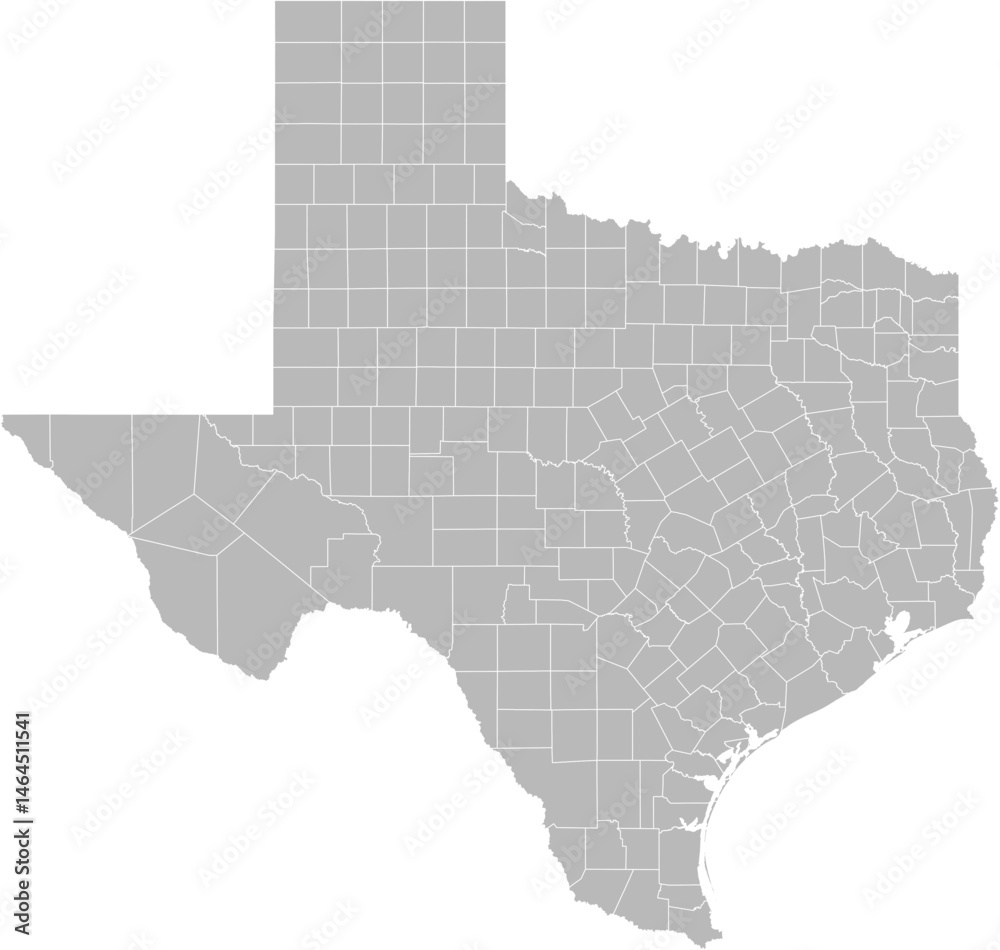 Texas vector map with county boundaries (Web Mercator projection, PPT ...