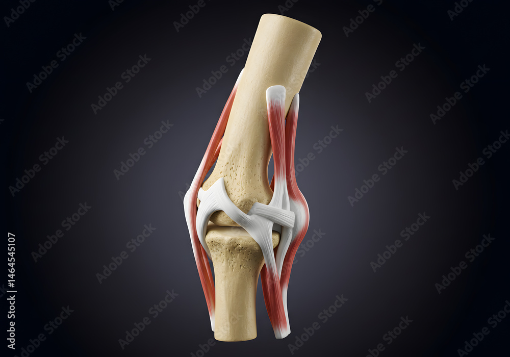 Detailed 3D Model of Human Knee Joint Anatomy Showing Ligaments and Muscles Stock Photo | Adobe ...