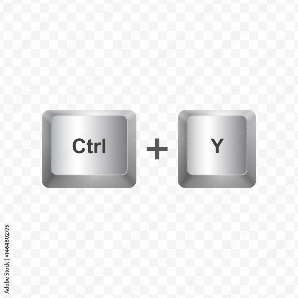 Keyboard Button, Vector illustration of shortcut Ctrl Y on white color ...