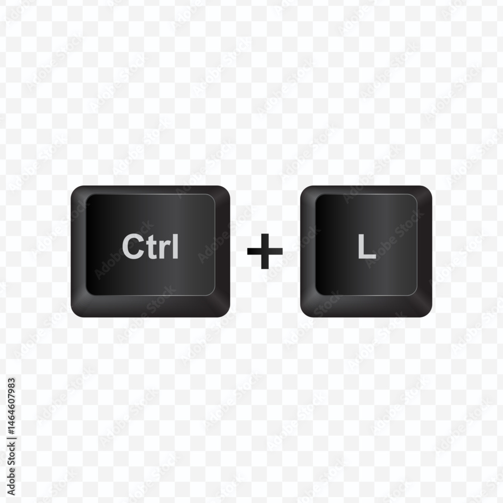 Keyboard Button, Vector illustration of shortcut Ctrl and L on dark ...