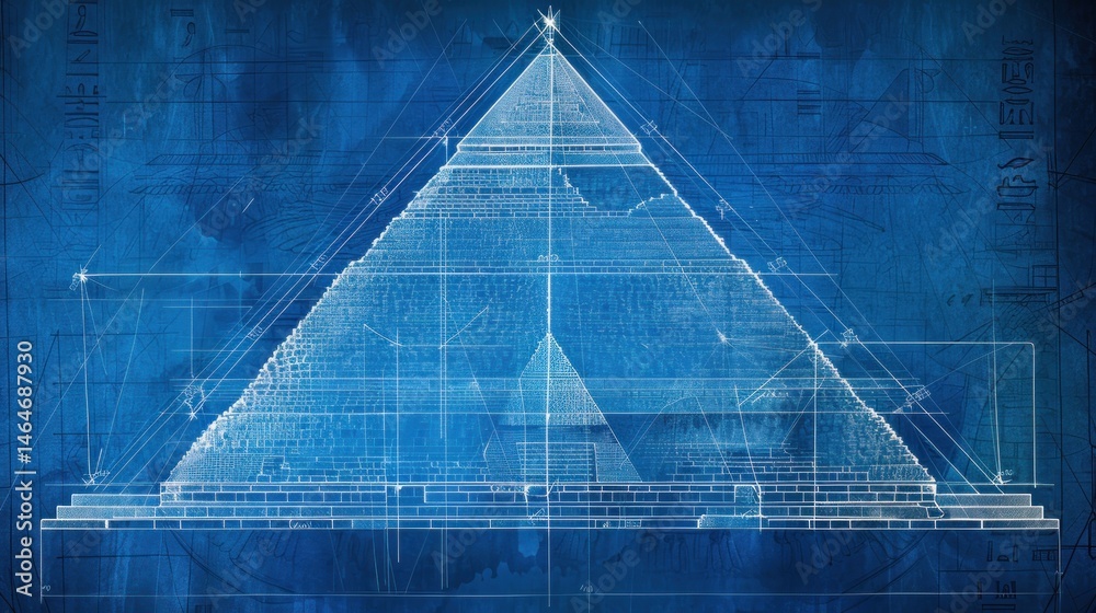 Ancient Egyptian Pyramid Blueprint Stock Illustration | Adobe Stock