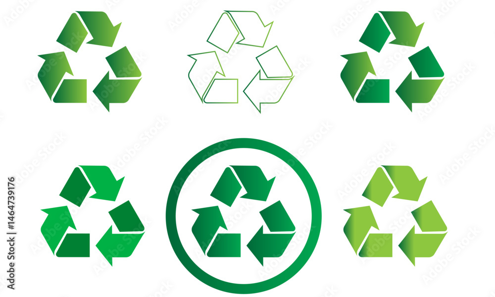 Gradient recycle symbol set,Recycle symbols. Recycling arrow icons ...