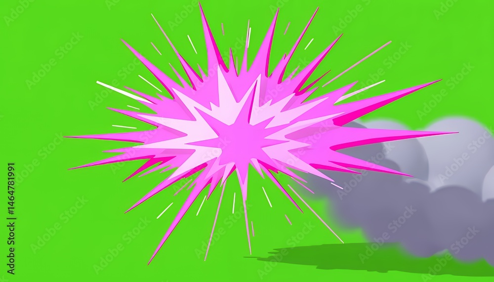 Dynamic Pink Pixelated Explosion Effect with Gray Cloud Isolated on ...