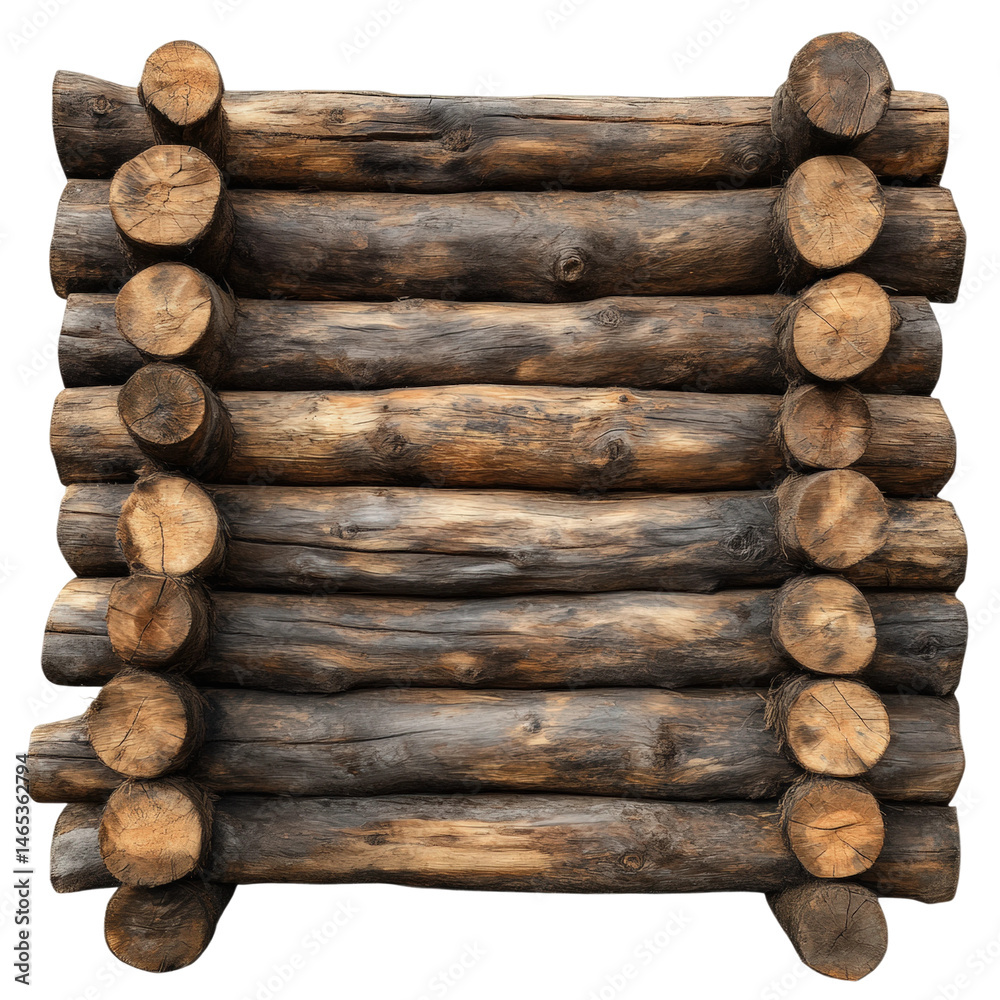 Constructing wooden log structures forest rustic aerial view nature ...