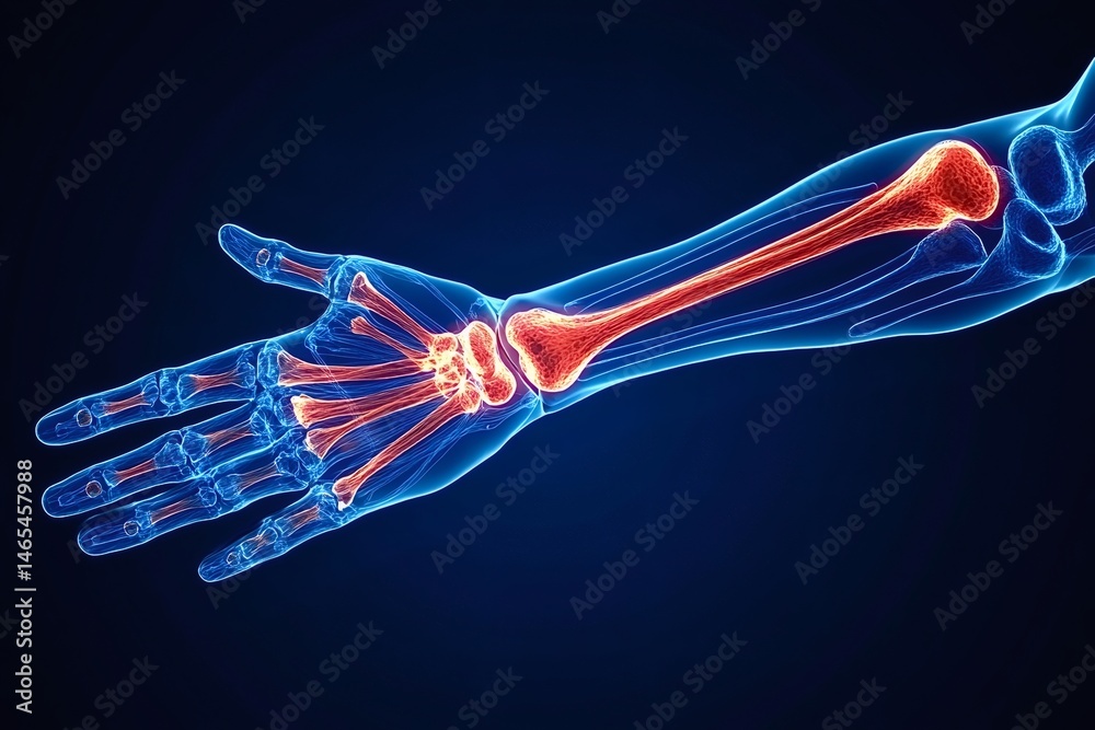 High-quality 3d medical illustration displaying human hand and wrist ...