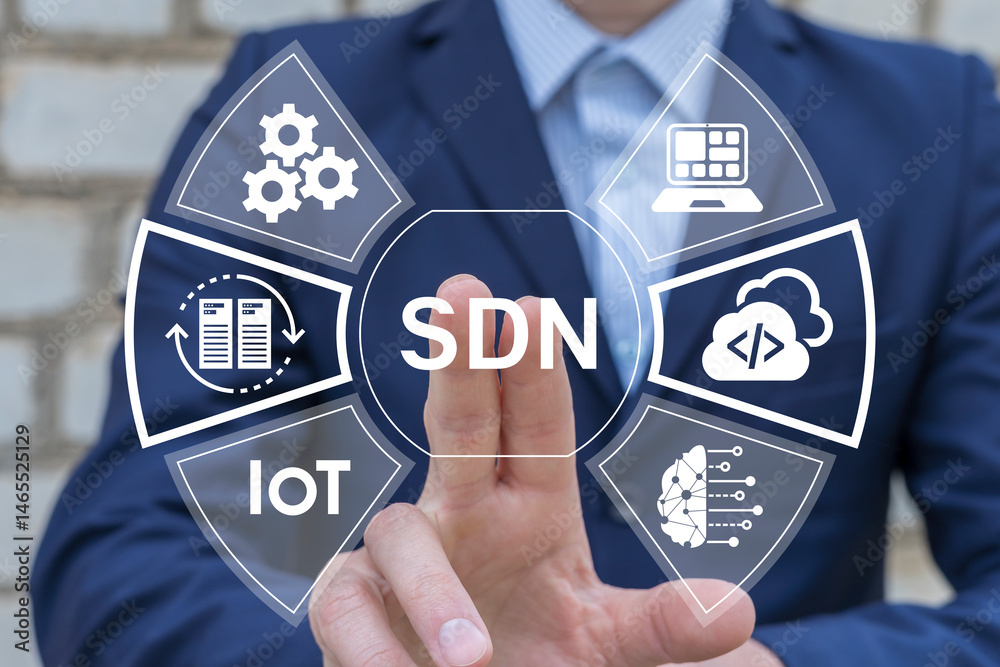 SDN - Software Defined Networking concept. Data transmission network virtualization using ...
