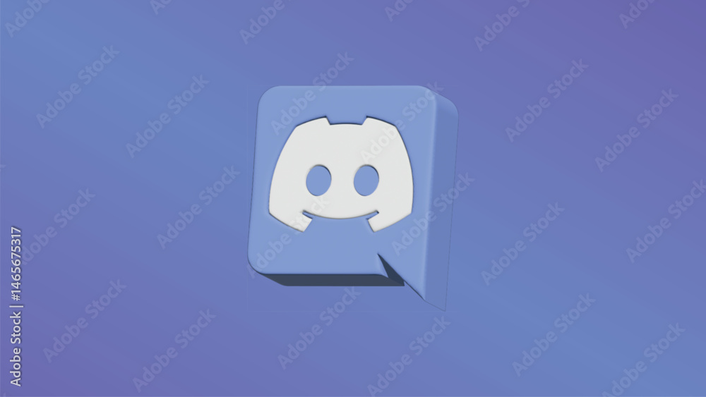discord 3d icon. alternate style of gaming chat app logo on gradient ...