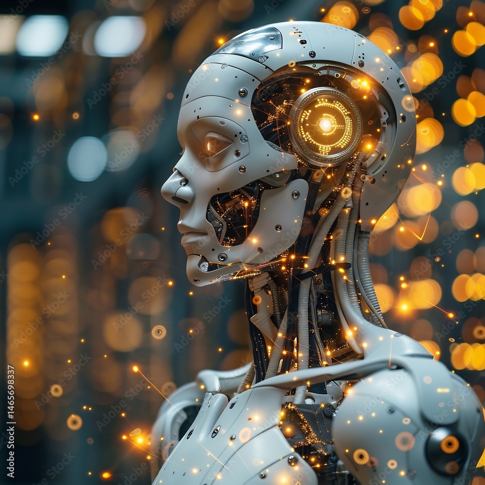 Human body slowly dissolving into binary code digital particles merging ...