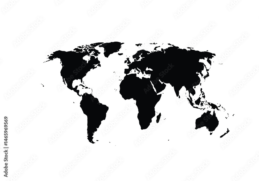 Earth map silhouette. This image shows a black silhouette of a world ...