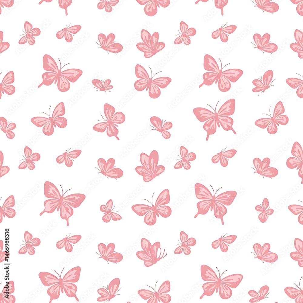 Pink Butterfly Seamless Pattern, Pastel Insect Background Stock Photo ...