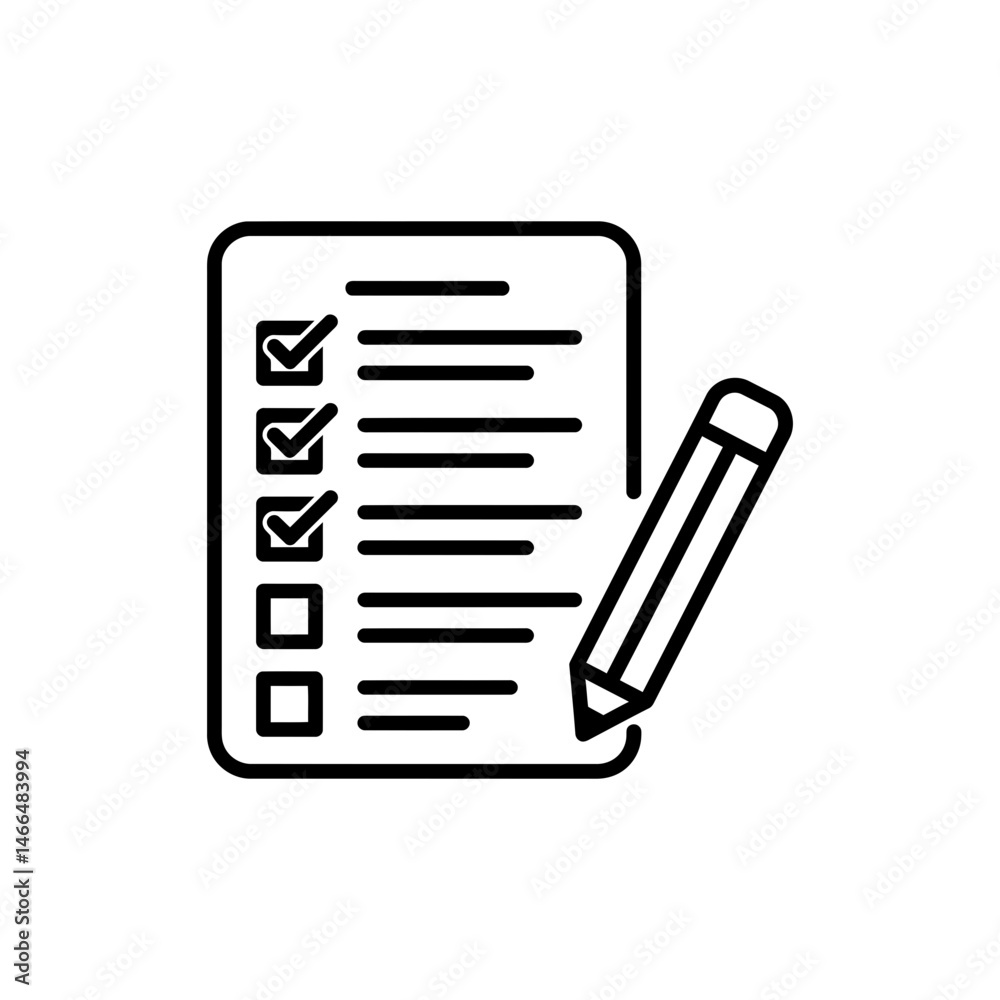 Checklist with Tick Marks and Pencil Icon for Task Completion Stock ...