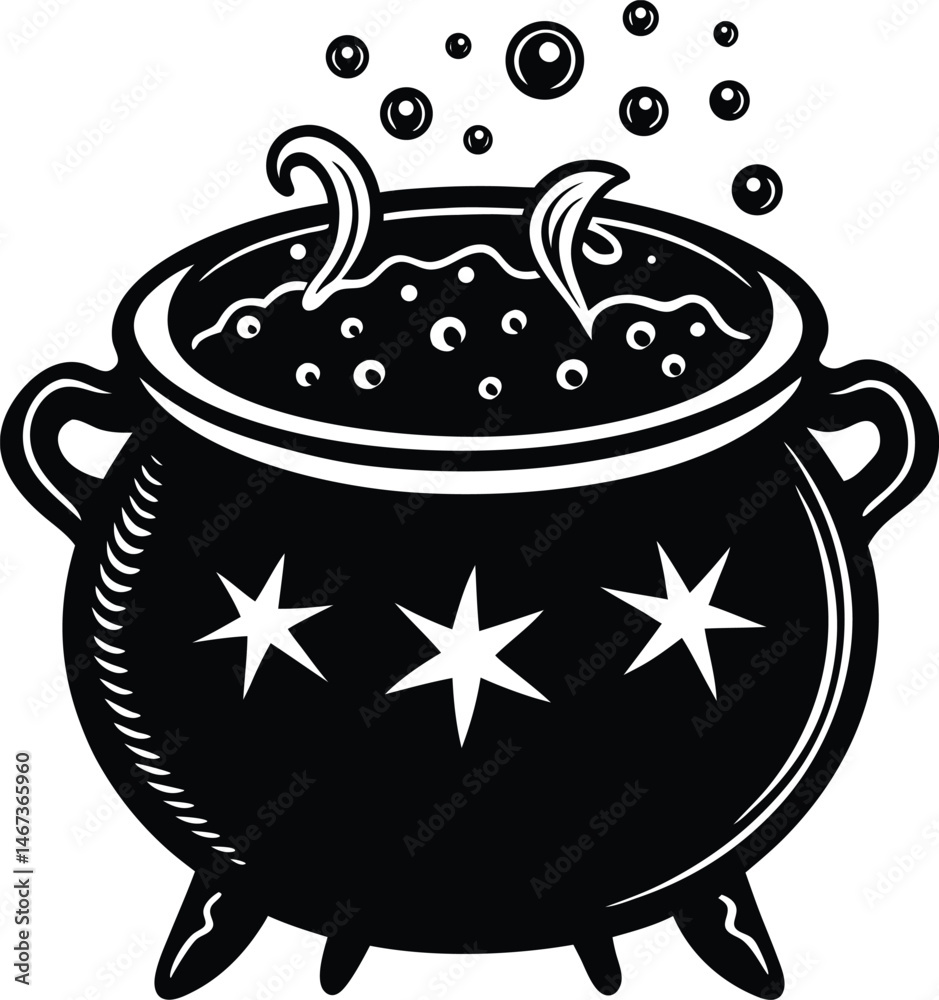 Single Poison Pot Illustration Black and White Vector Art Featuring ...