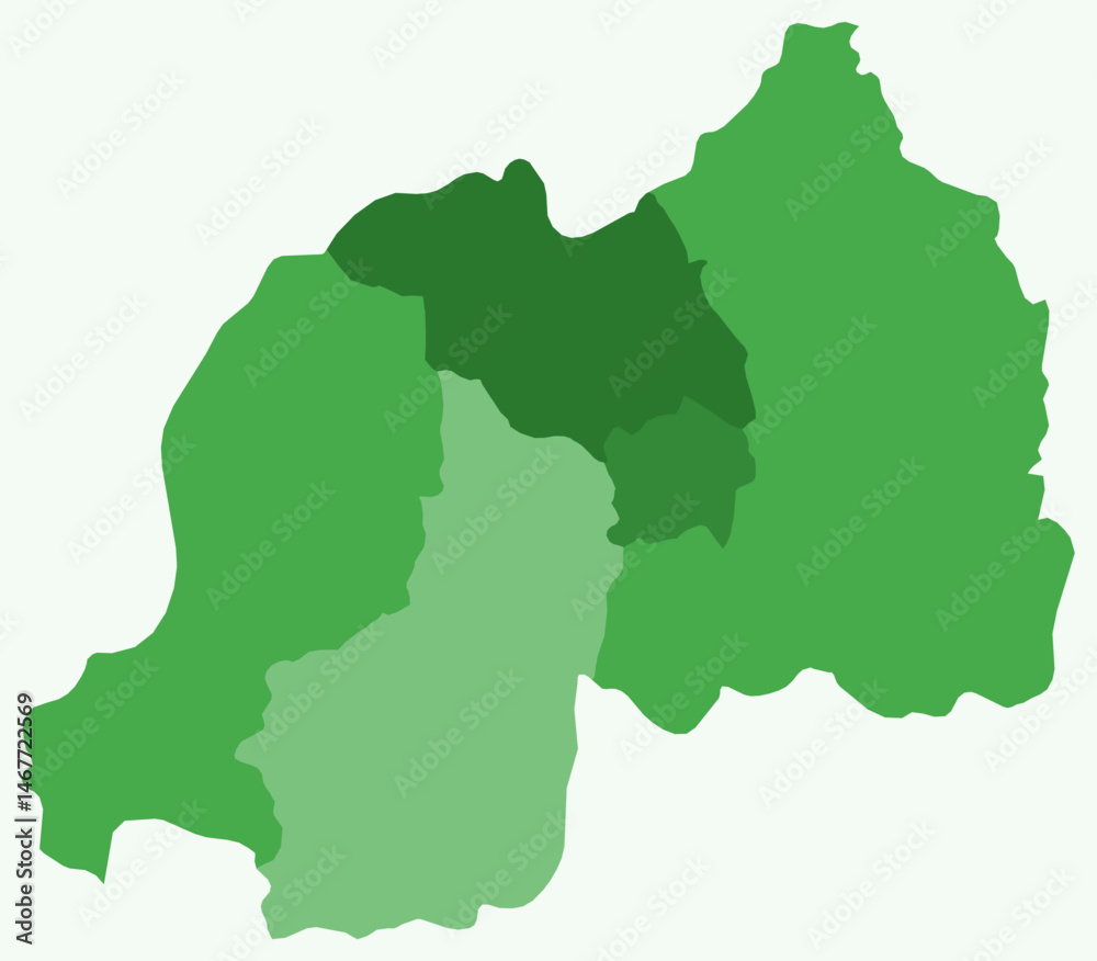 Map of Rwanda with regions. Just a simple country border map with ...
