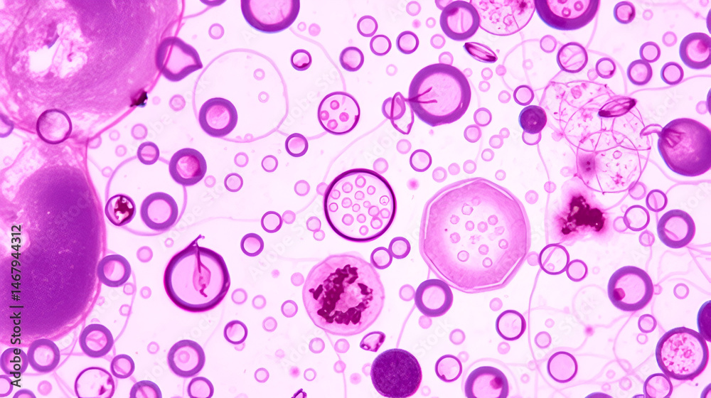 Hematological slide of Microscopic image showing severe microcytic ...