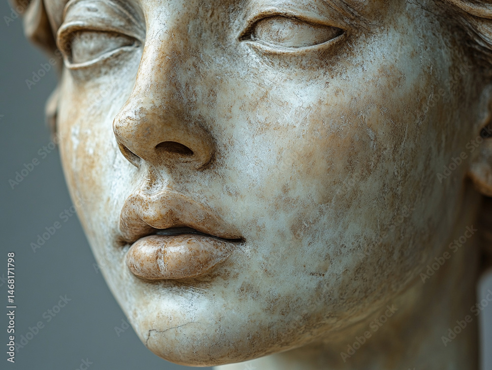 female statue only the face like an ancient greek, big aesthetic ...