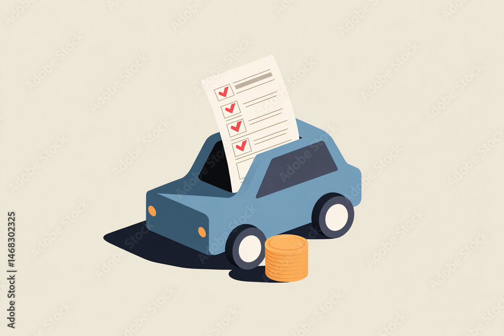 Stock-Illustration „Car Checklist Document Icon Blue Vehicle Transport ...