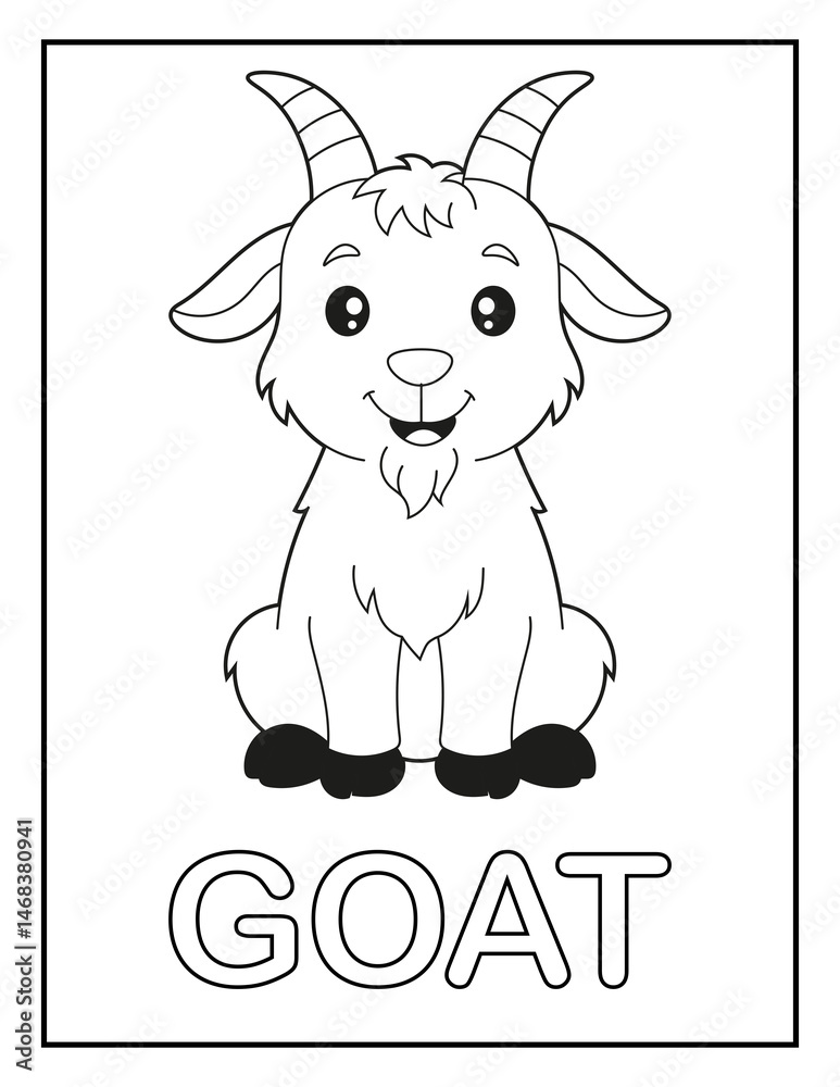 Black and White Goat Coloring Page for Kids – Fun and Educational ...