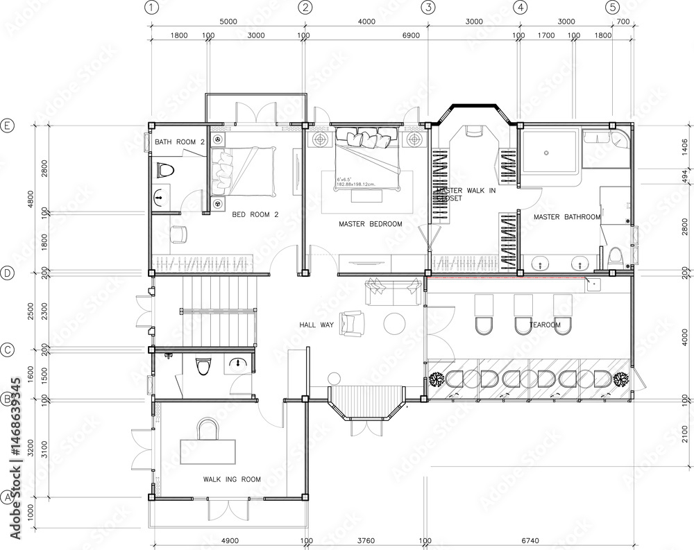 Vector Floor Plan Interior Design - second Floor Layout Blueprint Stock ...