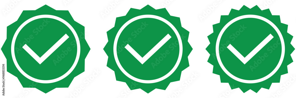Set of check mark icons. Profile verification icon. Checkmark Facebook ...
