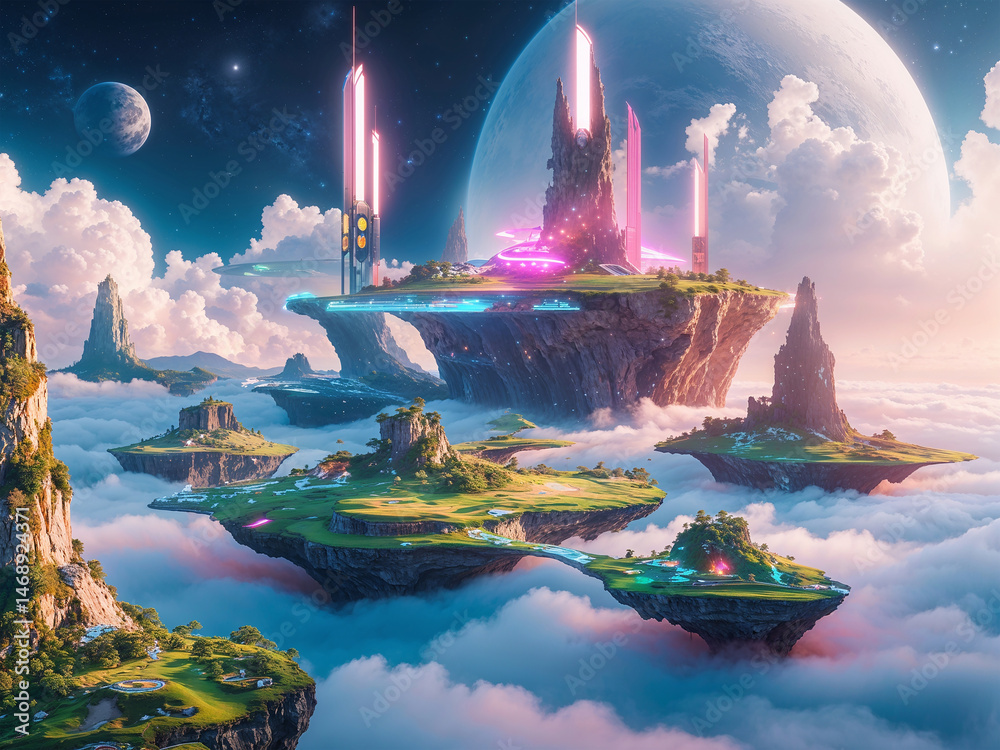 Surreal Floating Islands with Futuristic Structures – Fantastic ...