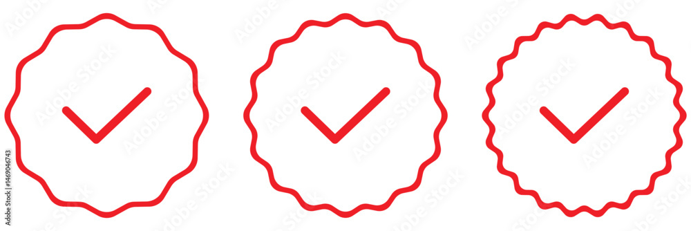 Verified badge icons. Social media profile check mark set. Approved ...