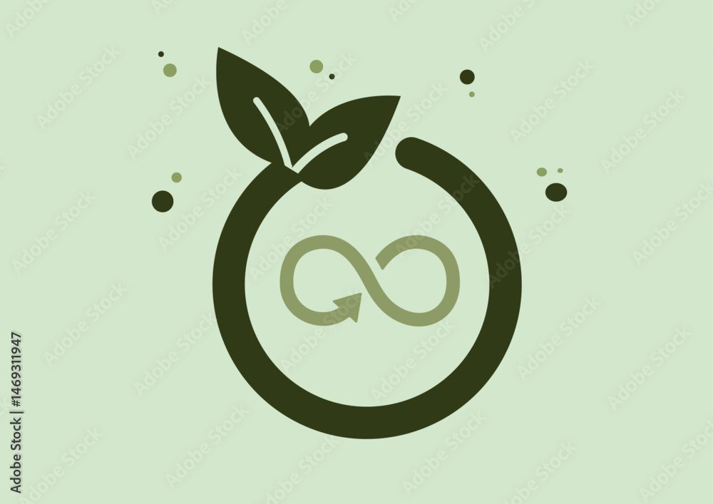 Eco-Friendly Circular Growth Logo with Infinity Symbol. Green logo featuring a circular loop ...