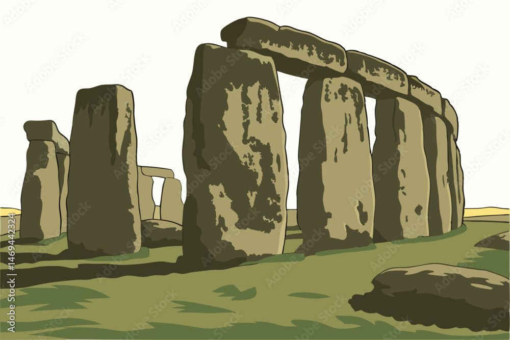 21 large stones, ancient monumental architecture, neolithic monument ...