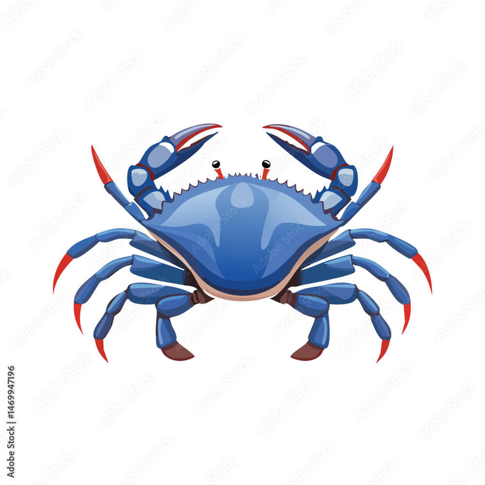 Blue Crab Vector Illustration with Flat Design, Clean Line Art, and ...