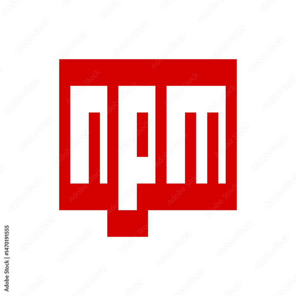 Red npm logo with pixelated design and white background conveying ...