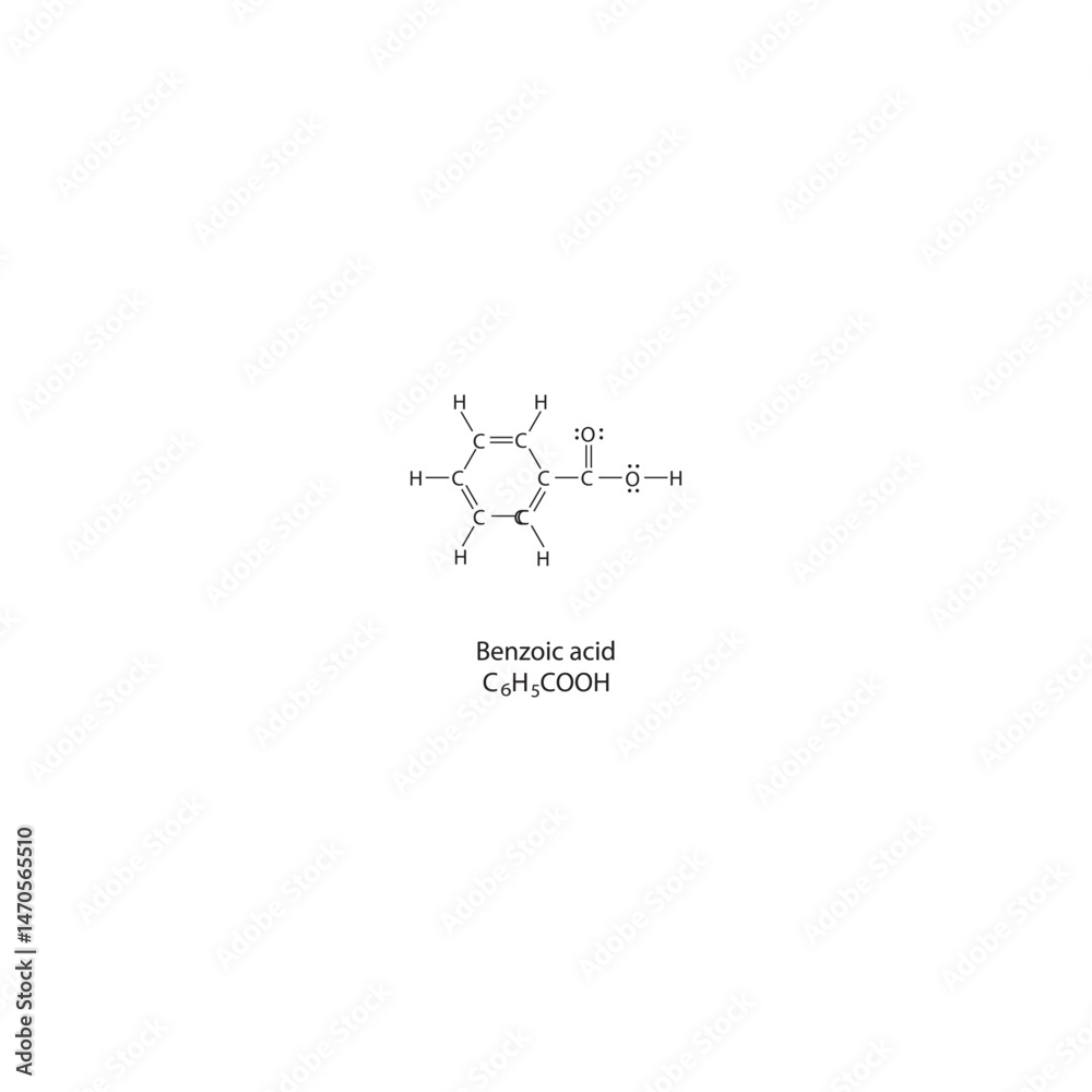 Benzoic acid Lewis structure. Simple chemical schematic illustration ...