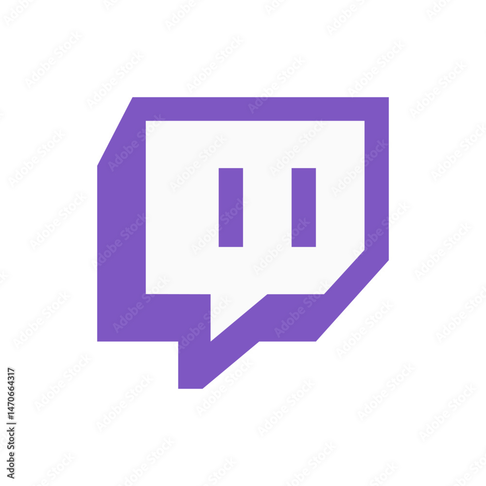 Illustration of a purple twitch logo with a white background in a ...
