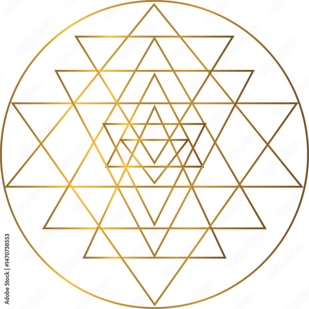 Gold Sri yantra. Sacred geometry vector design element. Yantra laksmi ...
