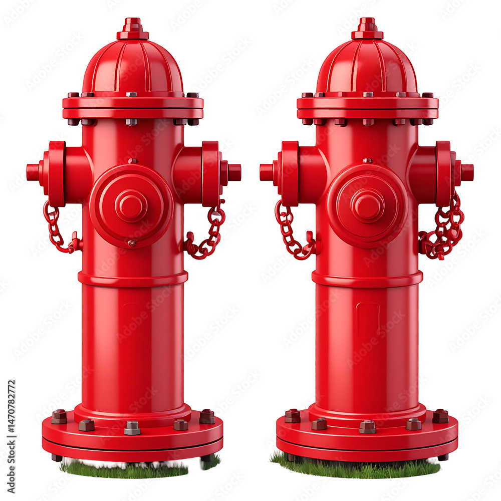 Symmetrical fire hydrants artwork showcasing urban design and public ...