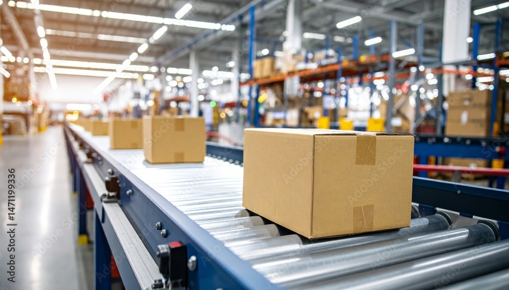 Cardboard Boxes, Parcels, Mail and Packages are Transported on an ...