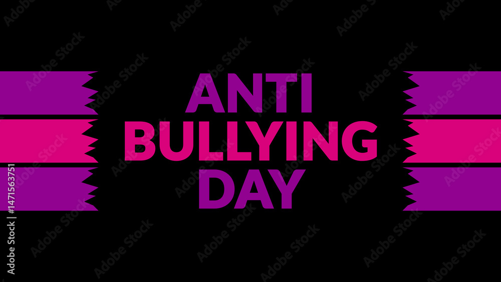 Photo Stock Anti Bullying Day text with side lines on a black ...