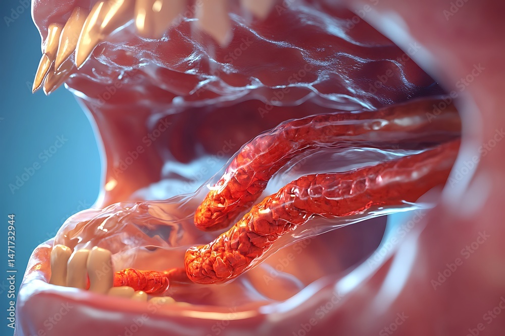 Stock-Illustration „Realistic 3D illustration of the human salivary ...