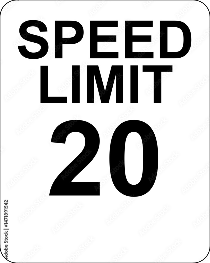 Vector de Stock US Speed Limit 20 MPH Sign Vector – Authentic MUTCD Highway Road Sign, Overpass ...