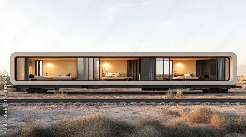 Technical D render of modular prefab homes with expandable units and ...
