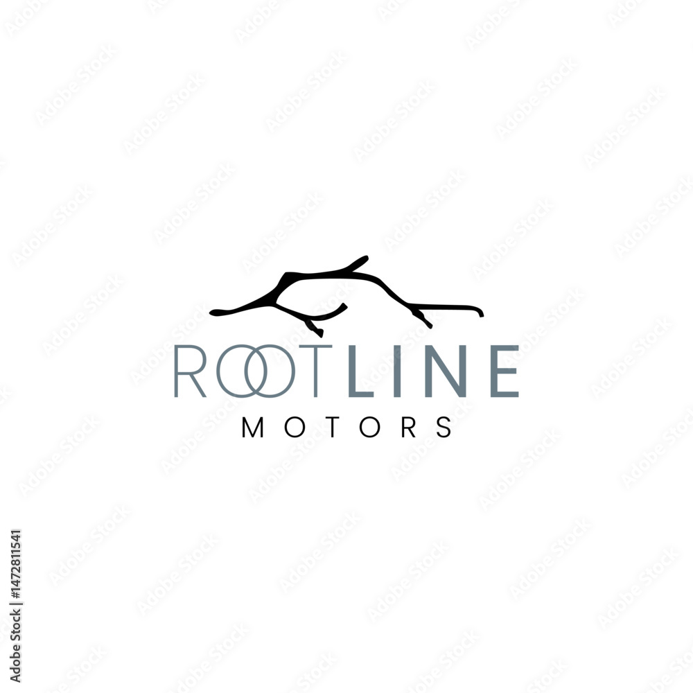 Root Line Motors Car Logo Design and business name idea editable victor ...