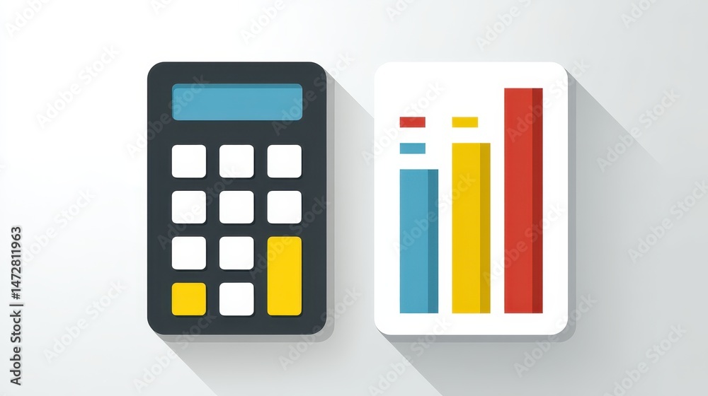 Financial Calculation & Data Analysis Chart and Calculator Icon Stock ...