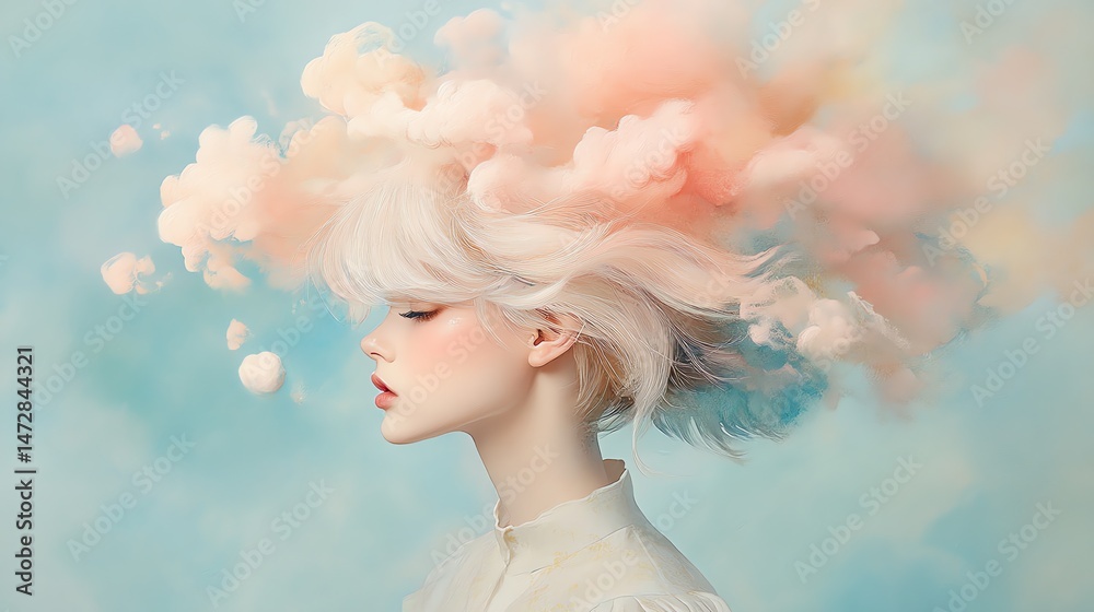 ภาพประกอบ Stock Captivating lady with bangs. Perfect for creating ...