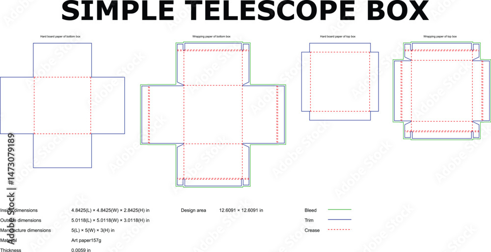 Telescope Box Templates Design Set Vector Illustration Stock Vector ...