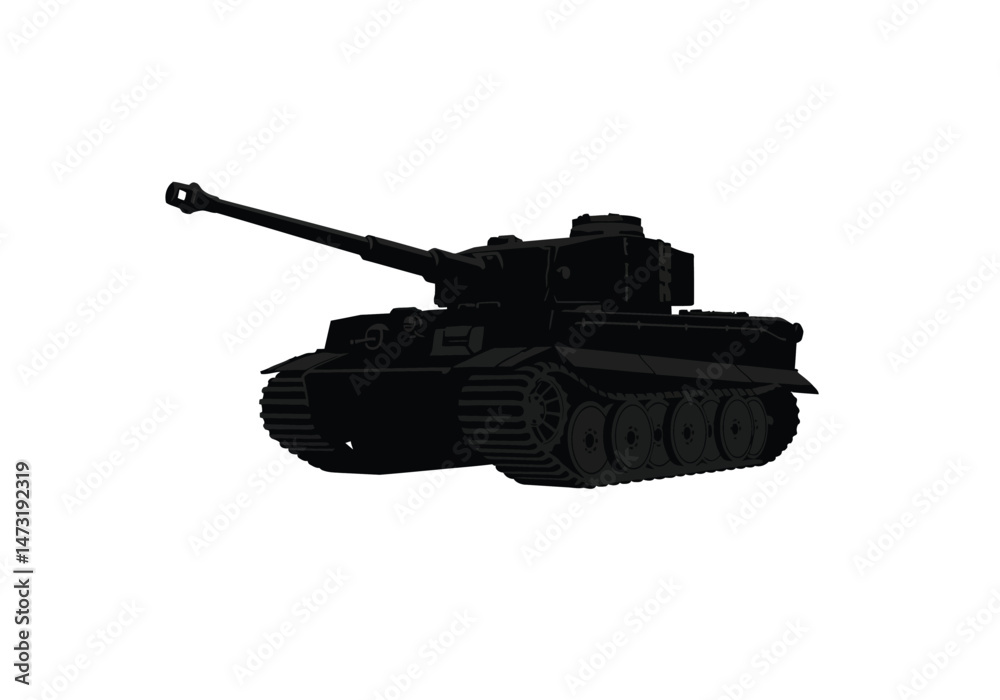 Tiger tank silhouette. This image shows a design of a tiger tank ...