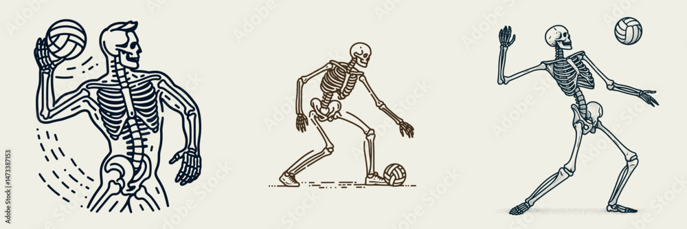 Image vectorielle Stock Skeleton as Volleyball Player Warming Up ...