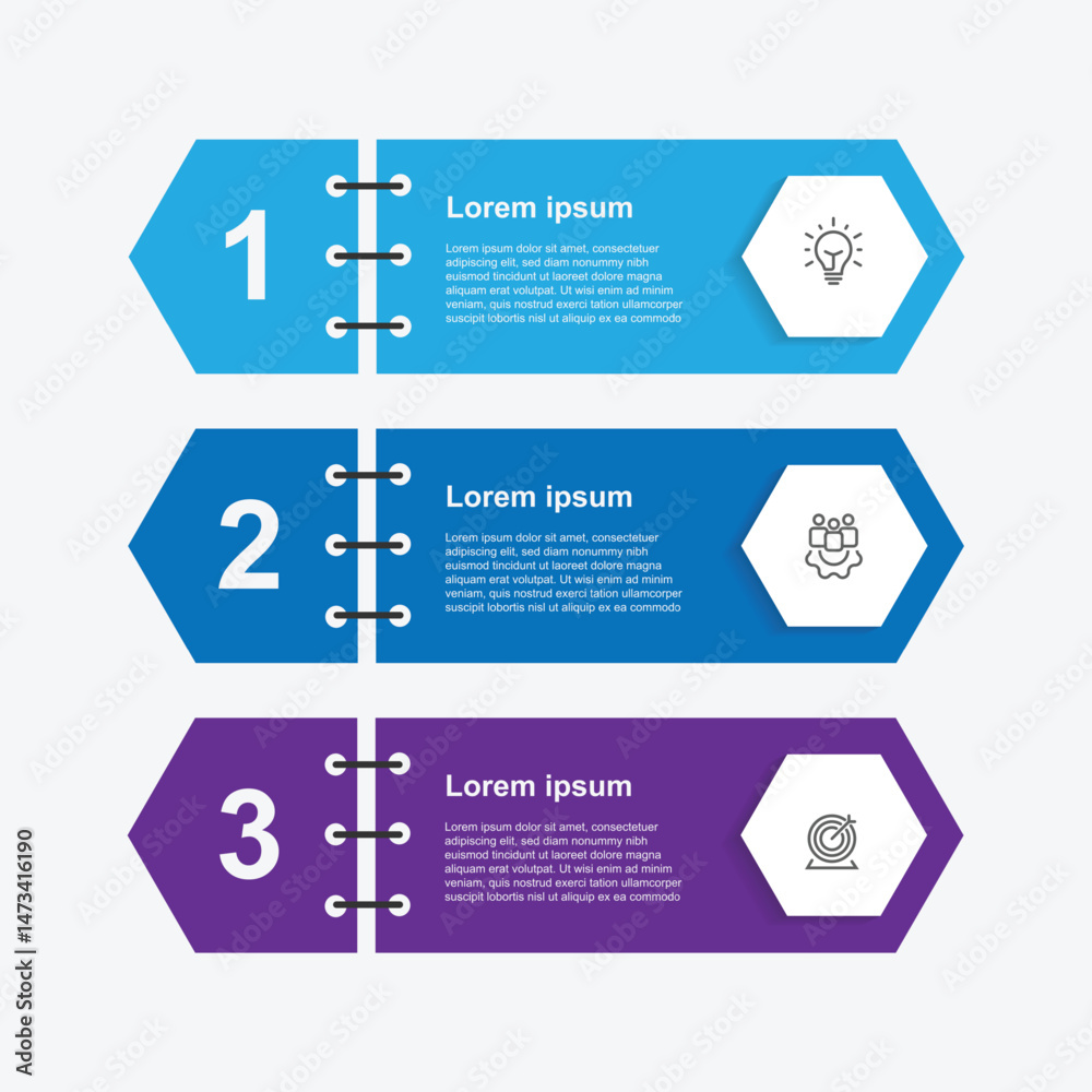 3 step process infographic template. Vector layout information graphic ...